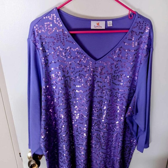 Quacker Factory | Tops | Quacker Factory Womans Top Lavender Lots Of ...